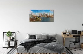 Obrazy na plátně Bridge panorama mrakodrapů 120x60 cm