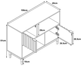Široká drážkovaná komoda TURRO
