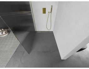 Mexen Kioto L, sprchová zástěna Walk-In 120 x 200 cm, 8mm sklo s žebrovým vzorem, zlatý lesklý profil, 800-120-103-50-09