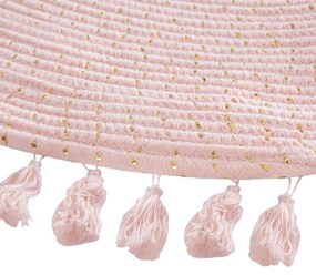 Kulatý růžový koberec s třásněmi PINK 90 cm