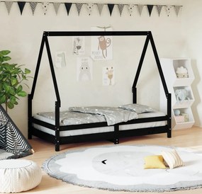 vidaXL Dětská postel 80 x 160 cm masivní borové dřevo [834491] Barva: Černá