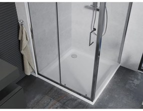 Mexen Apia posuvný sprchový kout 90 x 90 cm, 5mm sklo, chromový profil-čiré sklo + slim sprchová vanička 5cm, 840-090-090-01-00-4010