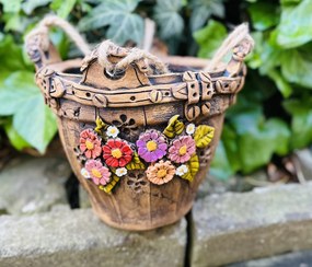 Keramika Javorník Květináč závěsný - růže výška 16cm horní průměr 19cm hnědý