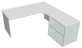 Sestava stolu a skříně levá 180 cm - Hobis Gate GE 1800 60 H L Dekor stolové desky: bílá, Dekor lamino podnože: šedá