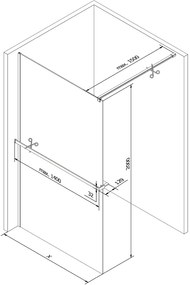 Mexen Kioto+, sprchová zástěna s poličkou a držákem na ručníky 130 x 200 cm, 8mm šedé sklo, chromový profil, 800-130-121-01-40
