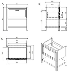 Koupelnová skříňka s umyvadlem Naturel Country 79,5x85x53 cm, palisandr, COUNTRY80ZPA