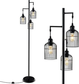 Costway Moderní stojací lampa 169 cm průmyslová stojací lampa s 3 stínidla nožní