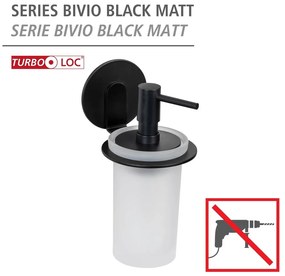 Matně černý samodržící skleněný dávkovač mýdla 150 ml Bivio – Wenko