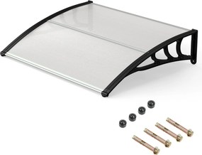Costway Stříška na přední dveře Průhledná klenutá stříška z – černý