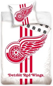 Hokejové ložní povlečení NHL Detroit Red Wings - bílé - 100% bavlna, perkál - 70 x 90 cm + 140 x 200 cm