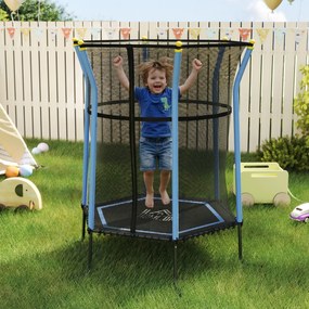 HOMCOM Dětská trampolína Ø163,5 cm, vnitřní trampolína s bezpečnostním síťovým krytem okraje gumové lano, dětská trampolína do 50 kg, pro děti 3-10 l…
