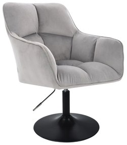LuxuryForm DESIGN Otočné křeslo AMALFI VELUR na černém talíři - světle šedé