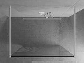 Mexen Kioto, průchozí sprchová zástěna 130 x 200 cm, 8mm sklo čiré/bílý vzor, 2x bílá stabilizační rozpěra, 800-130-002-20-85