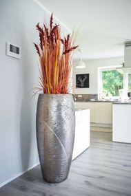 Luxusní květináč ROYAL, sklolaminát, výška 107 cm, stříbrno-černý