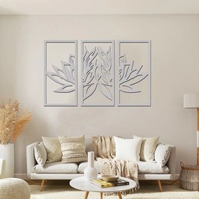 dřevo života 3dílny obraz LOTOSOVÝ KVĚT Barevný vzor: Šedá, Rozměry (cm): 150x100
