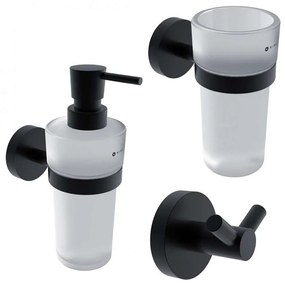 Nimco Unix - Sada doplňků do koupelny, matné sklo/matná černá UNC set-31W-T-90