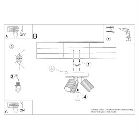 Stropní svítidlo Karbon, 3x tmavěbéžové hliníkové stínítko, (možnost polohování)