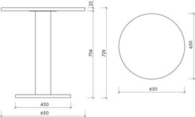 Kulatý jídelní stůl s deskou v dubovém dekoru ø 65 cm Sool – noo.ma