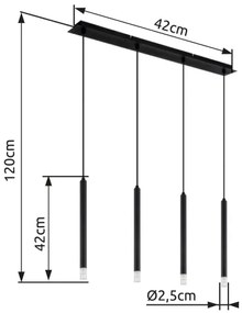 Globo 15629-4 - Lustr na lanku BLAKE 4xG9/4W/230V černá