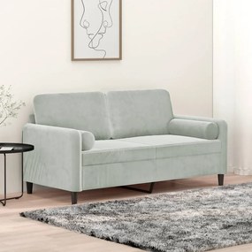 2místná pohovka s polštáři světle šedá 140 cm samet 3200881