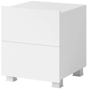Moderní noční stolek CALABRINI - bílá/bílý lesk