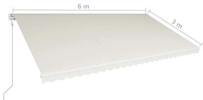 Automatická zatahovací markýza 600 x 300 cm krémová,  3051205