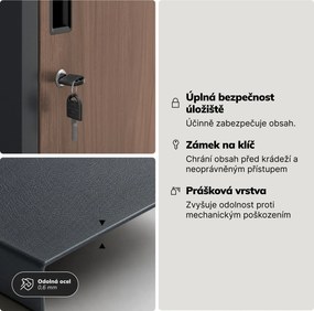 Šatní skříňka BHP, zaměstnanecká, jednotlivá, 2 schránky s tyčí, antracitová/ořech, 316,5x1850x450 mm: IGOR 1 Plus Eco Design