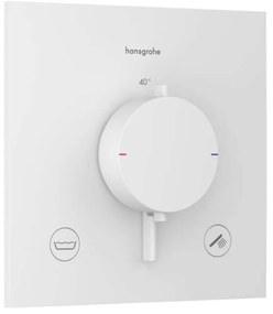 Hansgrohe Ecostat Comfort E - Termostatická baterie pod omítku, pro 2 spotřebiče, matná bílá 33716700