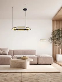 LED stmívatelný černo-zlatý designový lustr Apnea 150