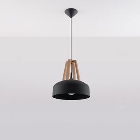 Sollux Lighting Závěsné svítidlo CASCO černé/přírodní dřevo