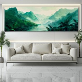 Obraz na plátně - Říčka v údolí tropických lesů FeelHappy.cz Velikost obrazu: 240 x 80 cm
