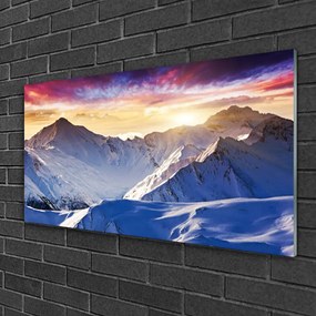 Obraz na skle Hory Sníh Krajina 125x50 cm