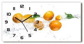 Wallmuralia Skleněné hodiny na stěnu Pomeranče a voda 60x30 cm