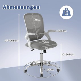 Costway Ergonomická kancelářská židle se sklopnými područkami a počítačovou
