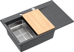 Černý kuchyňský granitový dřez QUADRON Josh 111 s příslušenstvím bez baterie