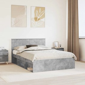 Rám postele s čelo Beton 140 x 190 cm Kompozitní dřevo 3407871