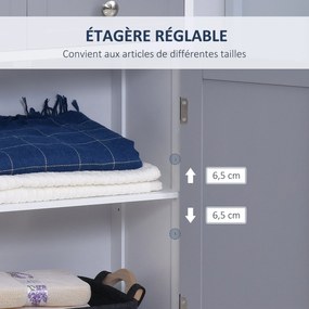 Kleankin Úložný Kabinet, Koupelnový Kabinet, Skříň s 2 Dveřmi a 2 Zásuvkami - 60 x 30 x 75 cm - Šedá a Bílá
