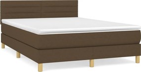 Box spring postel s matrací tmavě hnědá 140x190 cm textil 3140692