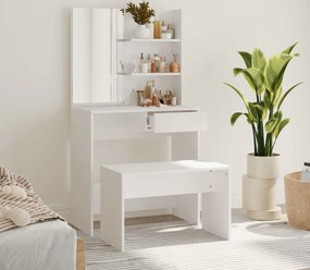 vidaXL Set toaletního stolku 74,5 x 40 x 141 cm [3114143] Barva: bílá s vysokým leskem