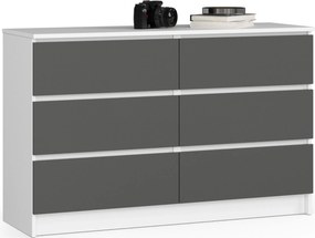 Komoda K120 6SZ bílá/grafitová šedá