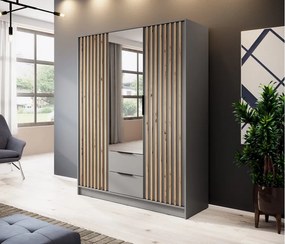 Piaski Šatní skříň NELLY 3D SE ZRCADLEM Barva: šedá