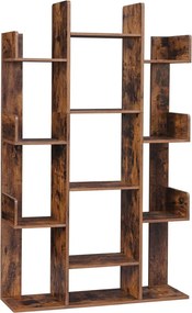 Knihovna, dřevěná knihovna se 13 úložnými policemi, 86 x 25 x 140 cm