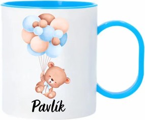 Plastový hrníček Medvídek s balónky kluk