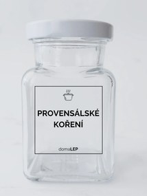 Samolepka na kořenky PROVENSÁLSKÉ KOŘENÍ průhledná 5 × 5 cm tučné písmo