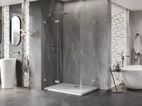 Mexen Lunar Duo, výklopný sprchový kout 105 x 100 cm, 8mm čiré sklo, ocelový profil, 834-105L-100P-97-00