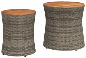 vidaXL Zahradní odkládací stolky 2 ks dřevěná deska šedé polyratan
