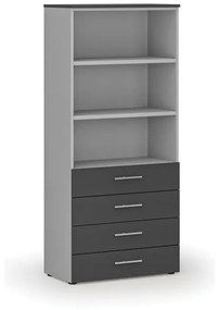 Kancelářská skříň se zásuvkami PRIMO GRAY, 1781 x 800 x 420 mm, šedá/grafit