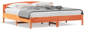 Rám postele s čelem voskově hnědý 200x200 cm masivní borovice