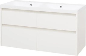 Mereo Mereo, Opto, koupelnová skříňka s umyvadlem z litého mramoru 121 cm, bílá, dub, bílá/dub, černá, CN913M