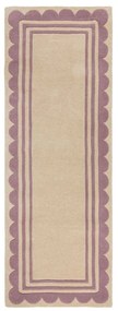 Ručně tkaný vlněný běhoun ve fialovo-přírodní barvě 80x230 cm Lois Scallop – Flair Rugs